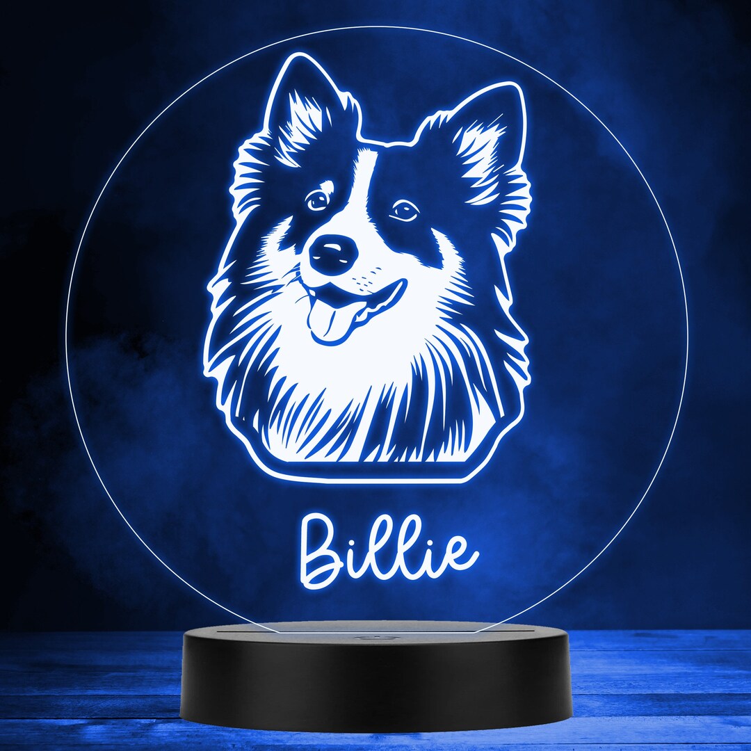 Sheltie Dog Pet Silhouette Multicolour Personalised Gift LED Lamp Night ...