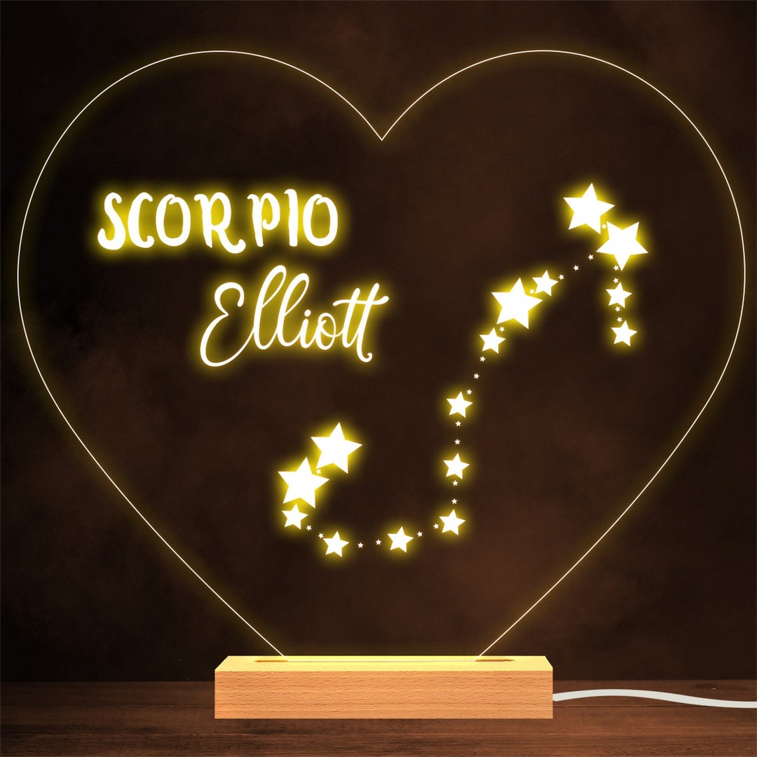 Constellations Zodiac Sign Scorpio Personalised Gift Lamp Night Light ...