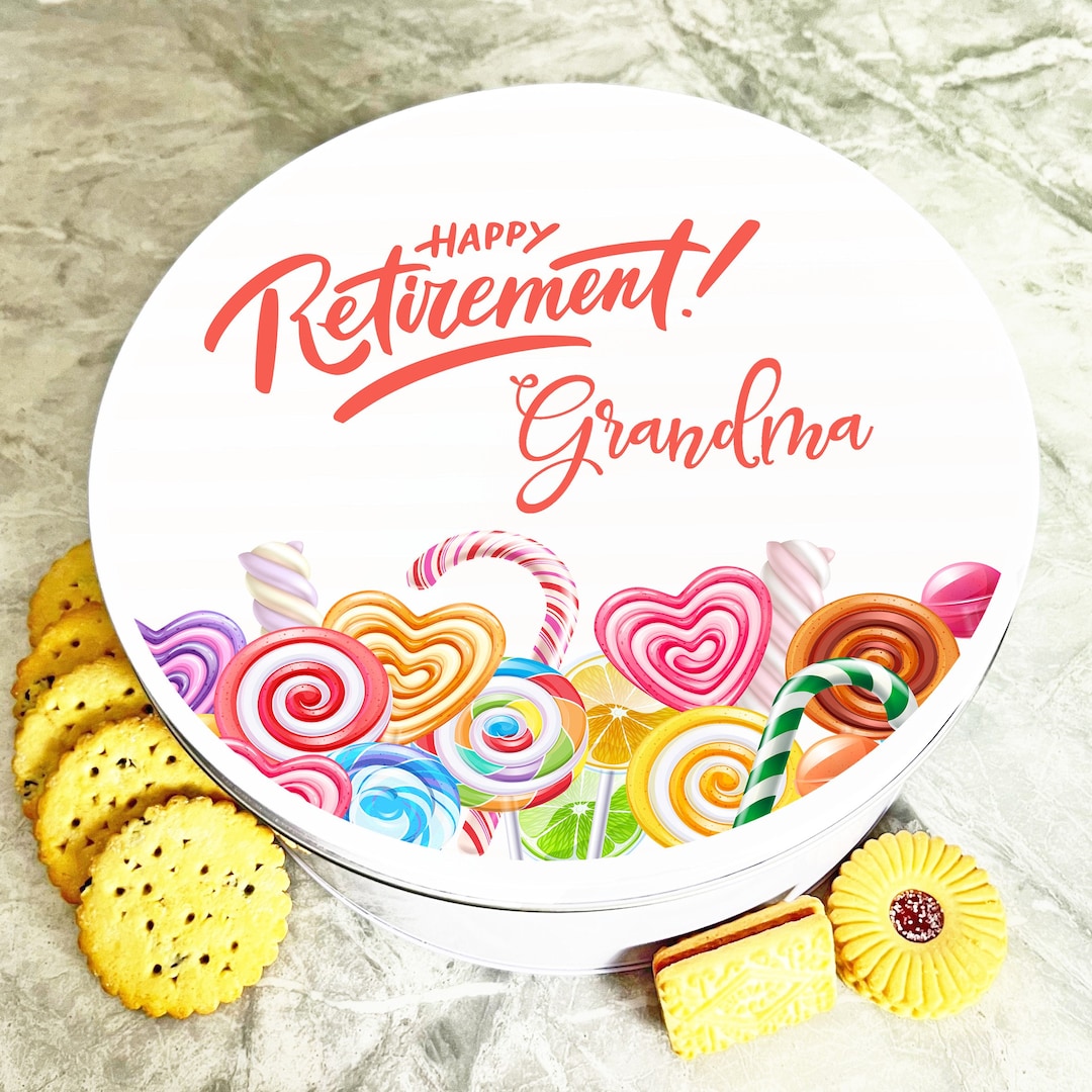 Round Colourful Candies Grandma Retirement Personalised Treat Tin - Etsy