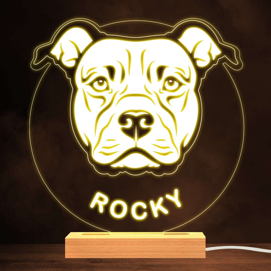 American Staffordshire Bull Terrier Dog Pet Lamp Personalised Gift ...