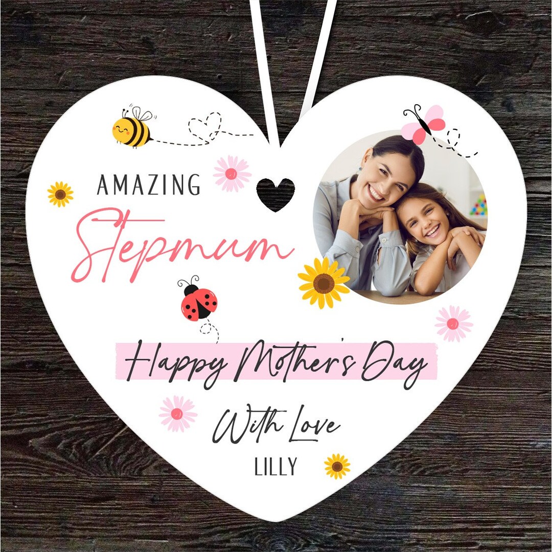 Stepmum Cute Insects Photo Frame Mother's Day Gift Heart Personalised ...