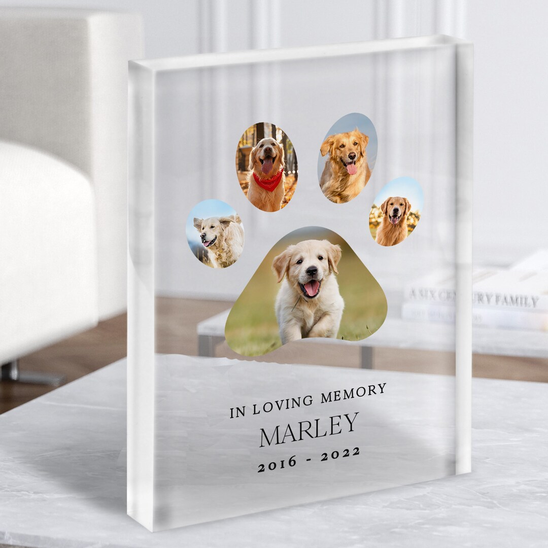 In Loving Memory Pet Remembrance Photos Paw Dog White Gift Acrylic ...