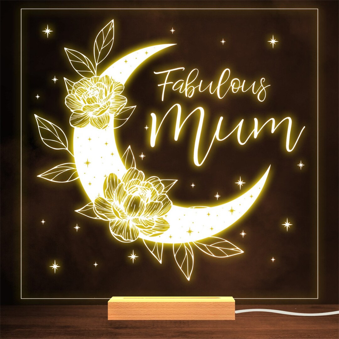 Mum Boho Crescent Moon Stars Flowers Mother's Day Personalised Gift ...