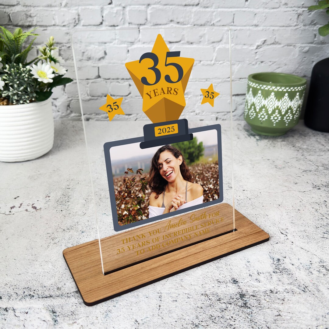 35 Years Work Service 35th Anniversary Photo Trophy Star Gift Employee ...