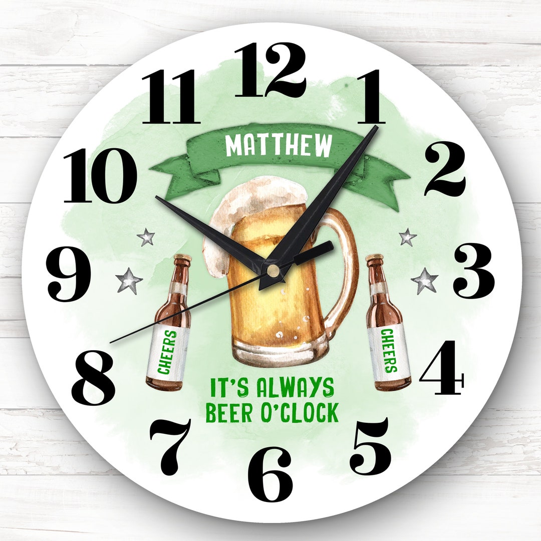 Beer O'clock Green Man Cave Bar Custom Gift Personalised Clock - Etsy