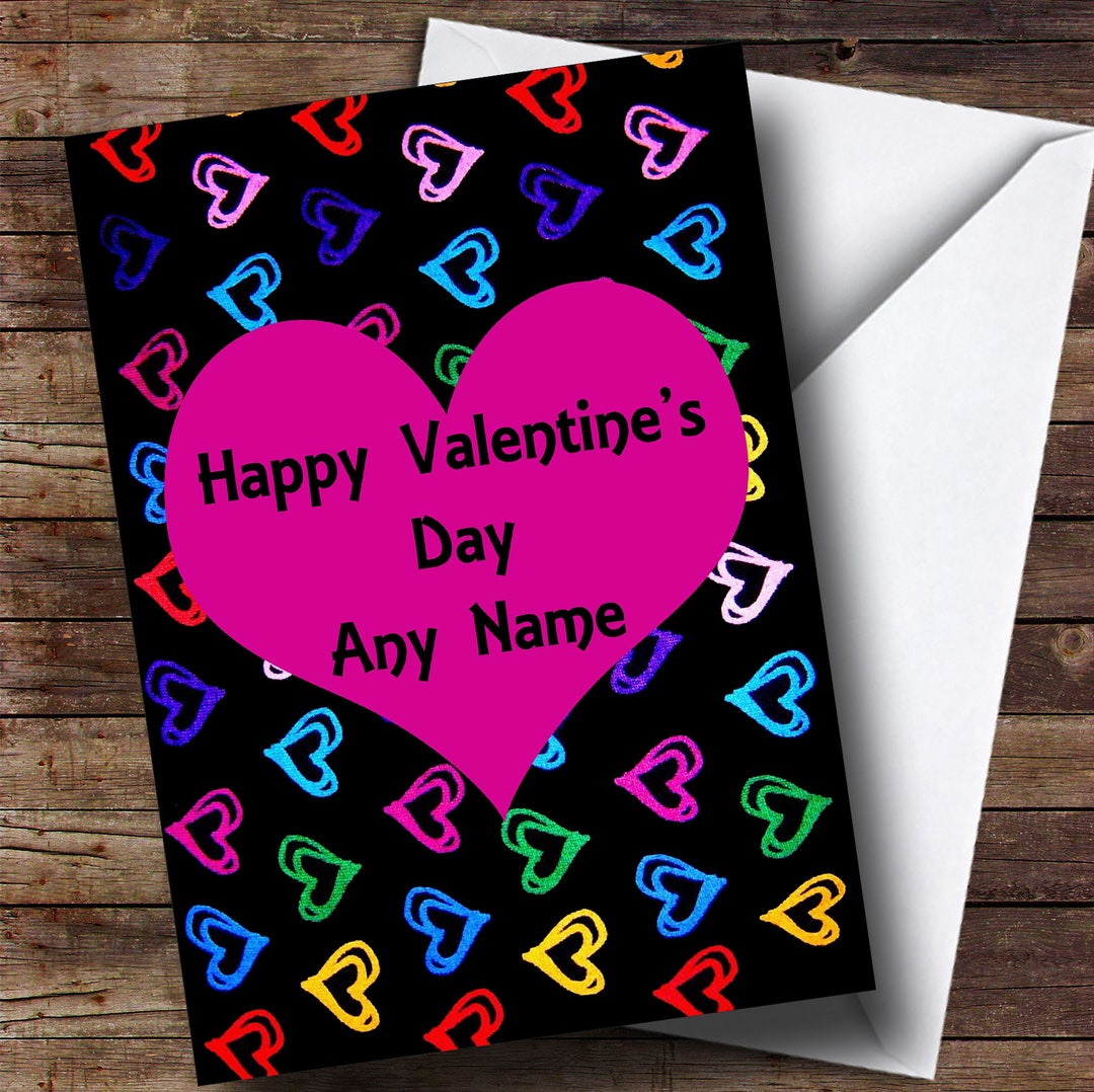 Multi-coloured Love Hearts Romantic Personalised Valentine's Card ...