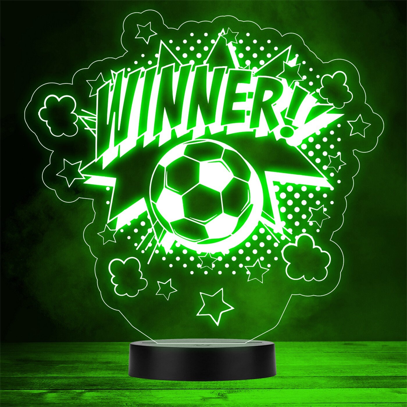 Cartoon Style Winner Football Personalised Gift Any Colour Night Light ...