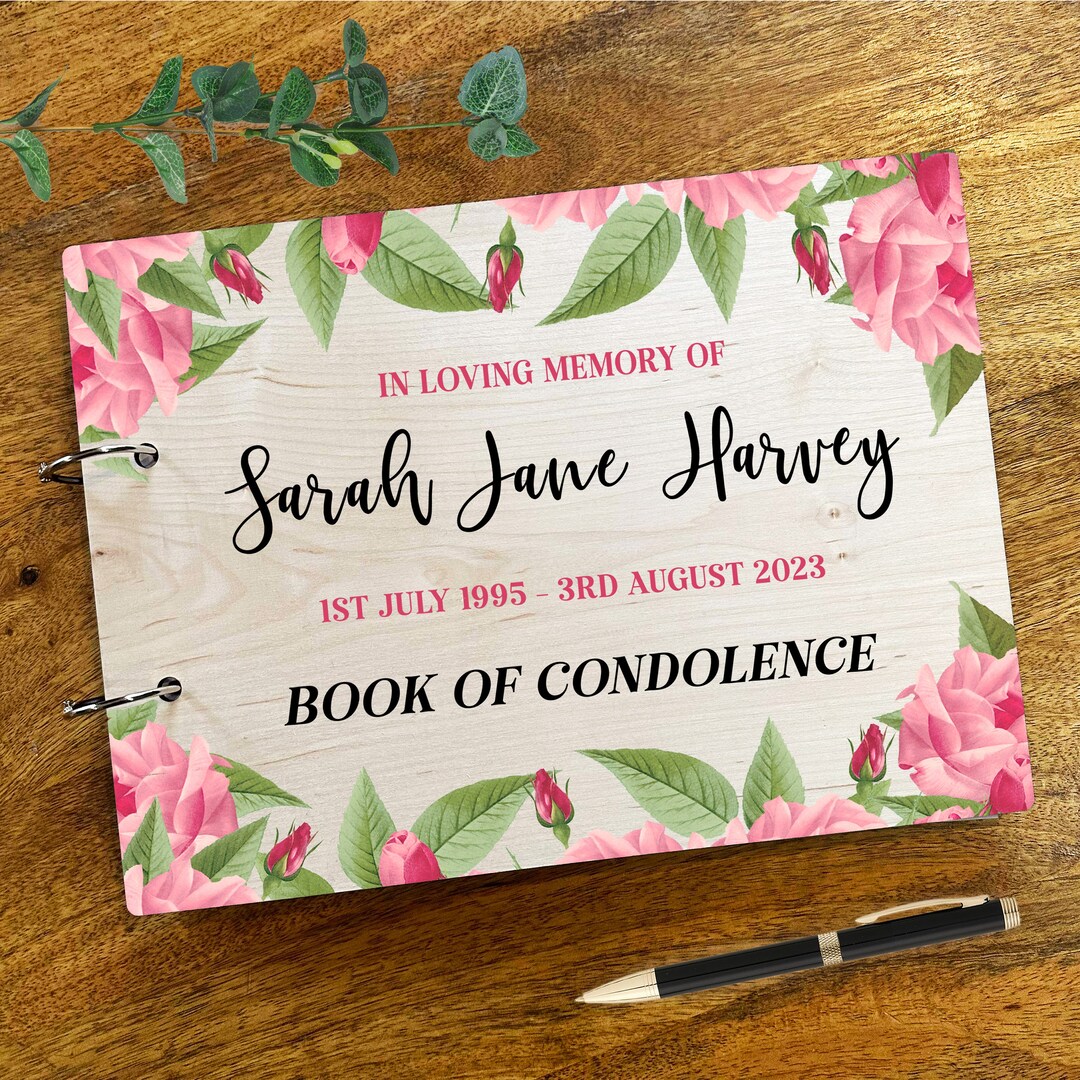 Wood Pretty Pink Roses Sympathy in Loving Memory Funeral Condolence ...