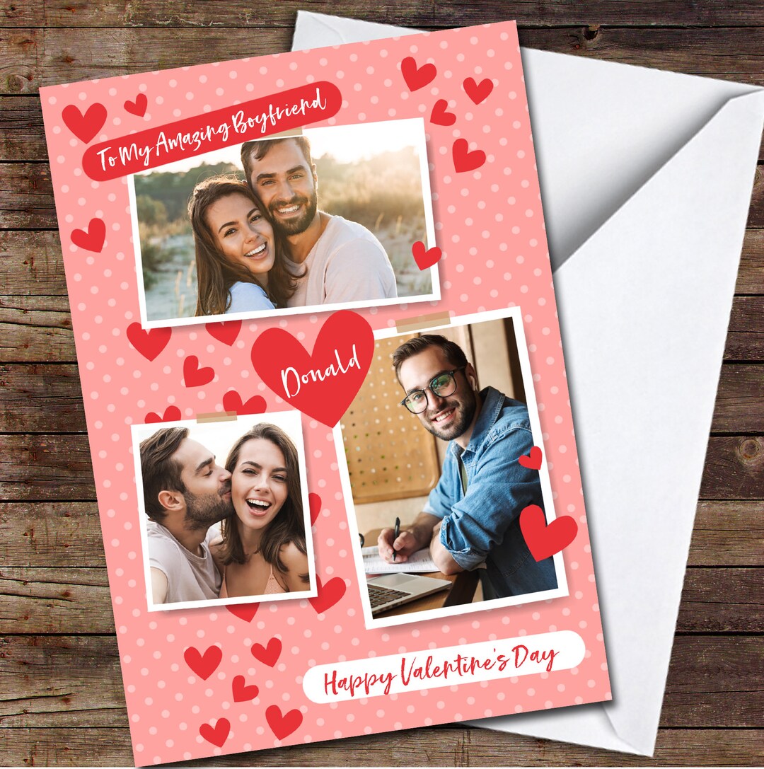 Your Photo With Hearts Pink Background Personalised Valentine's Day ...