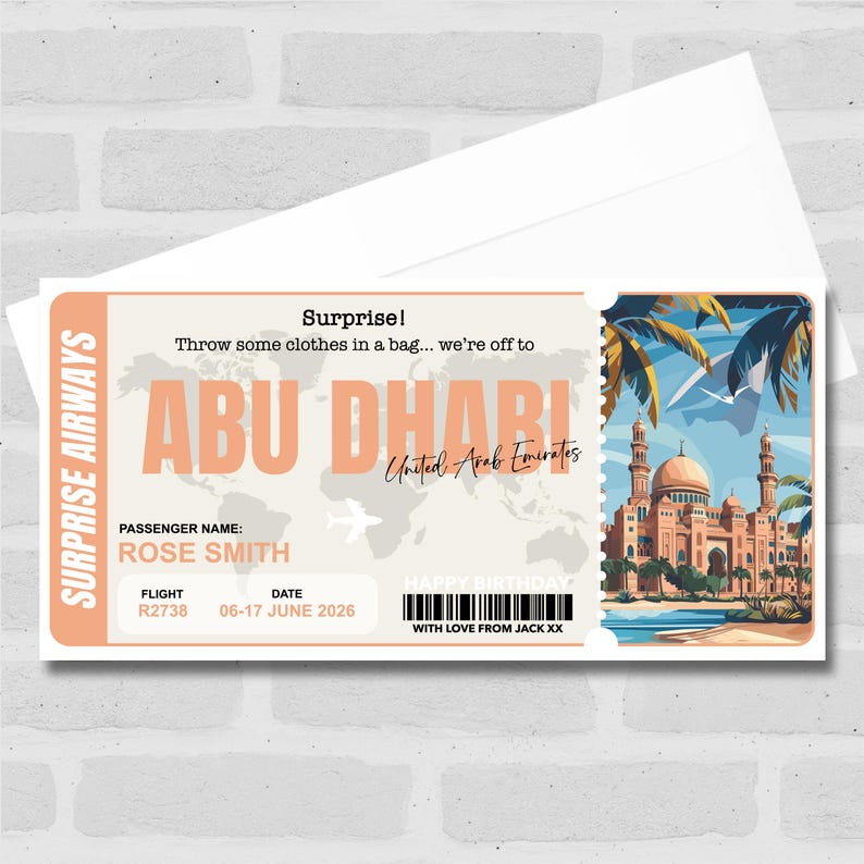 Trip Abu Dhabi UAE Pass Personalised Gift Voucher Surprise Trip Holiday ...
