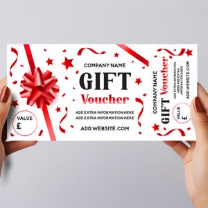 Red Bow Any Details Generic Perforated Business Gift Voucher - Etsy