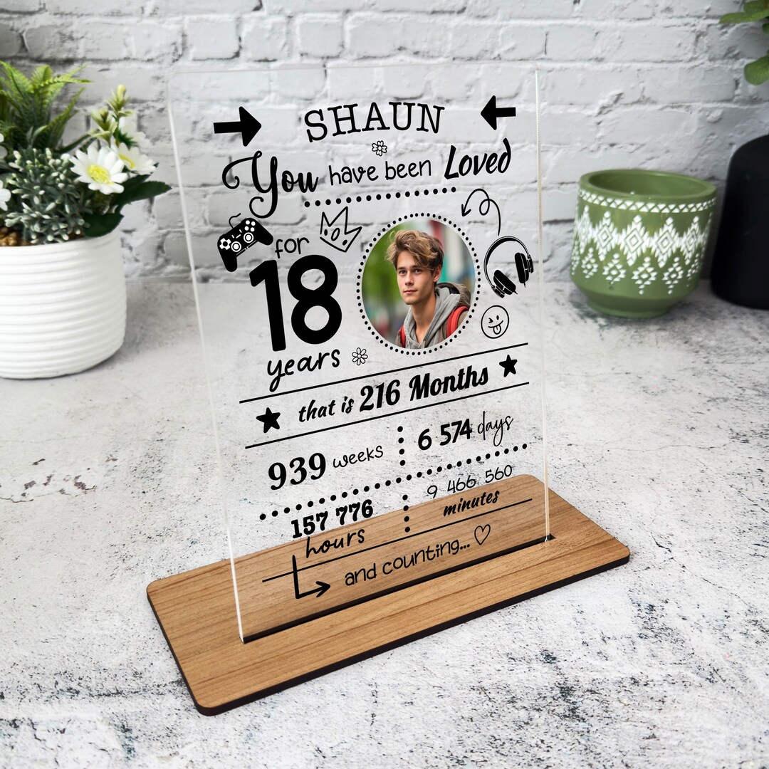 18th Birthday Gift Boys Years Breakdown Photo Personalised Gift Acrylic ...