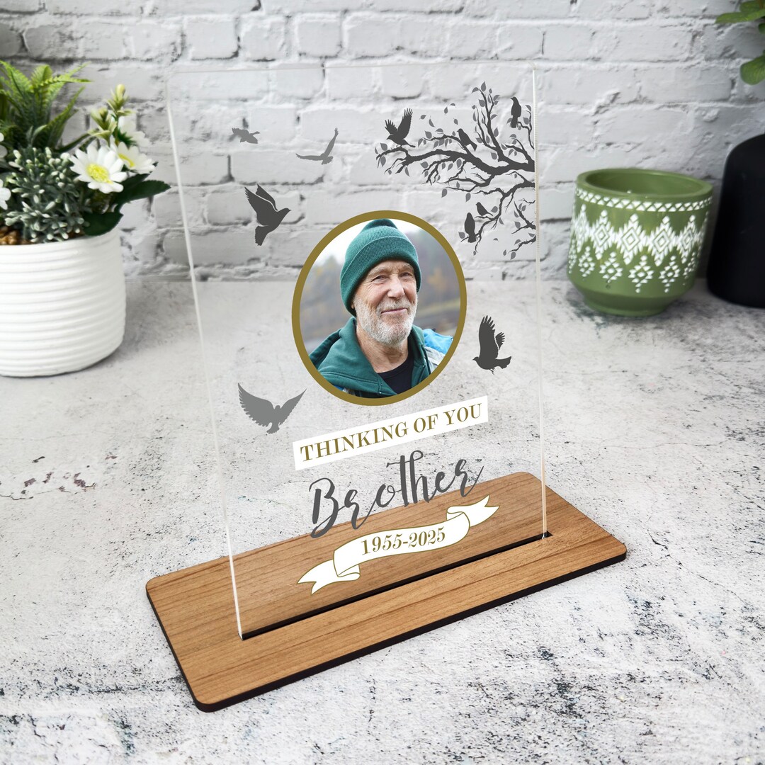 Brother Thinking of You Memorial Keepsake Gift Bird Tree Photo Custom ...
