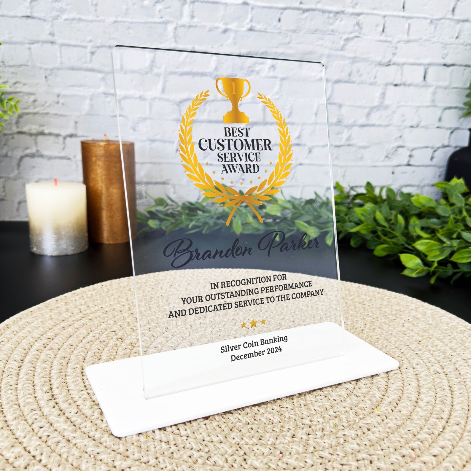 Best Customer Service Award Gold Trophy Gift Employee Personalised Gift ...