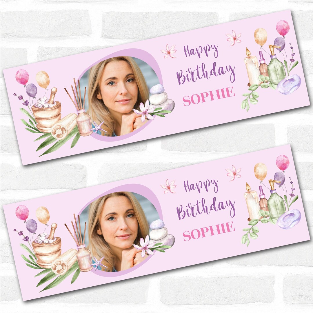 Personalised Party Banner for Birthday With Photo Female Spa Pamper ...