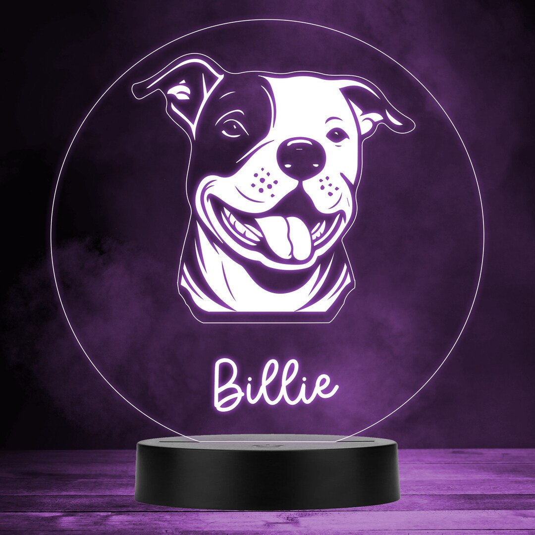 Staffordshire Bull Terrier Dog Pet Multicolour Personalised Gift LED ...