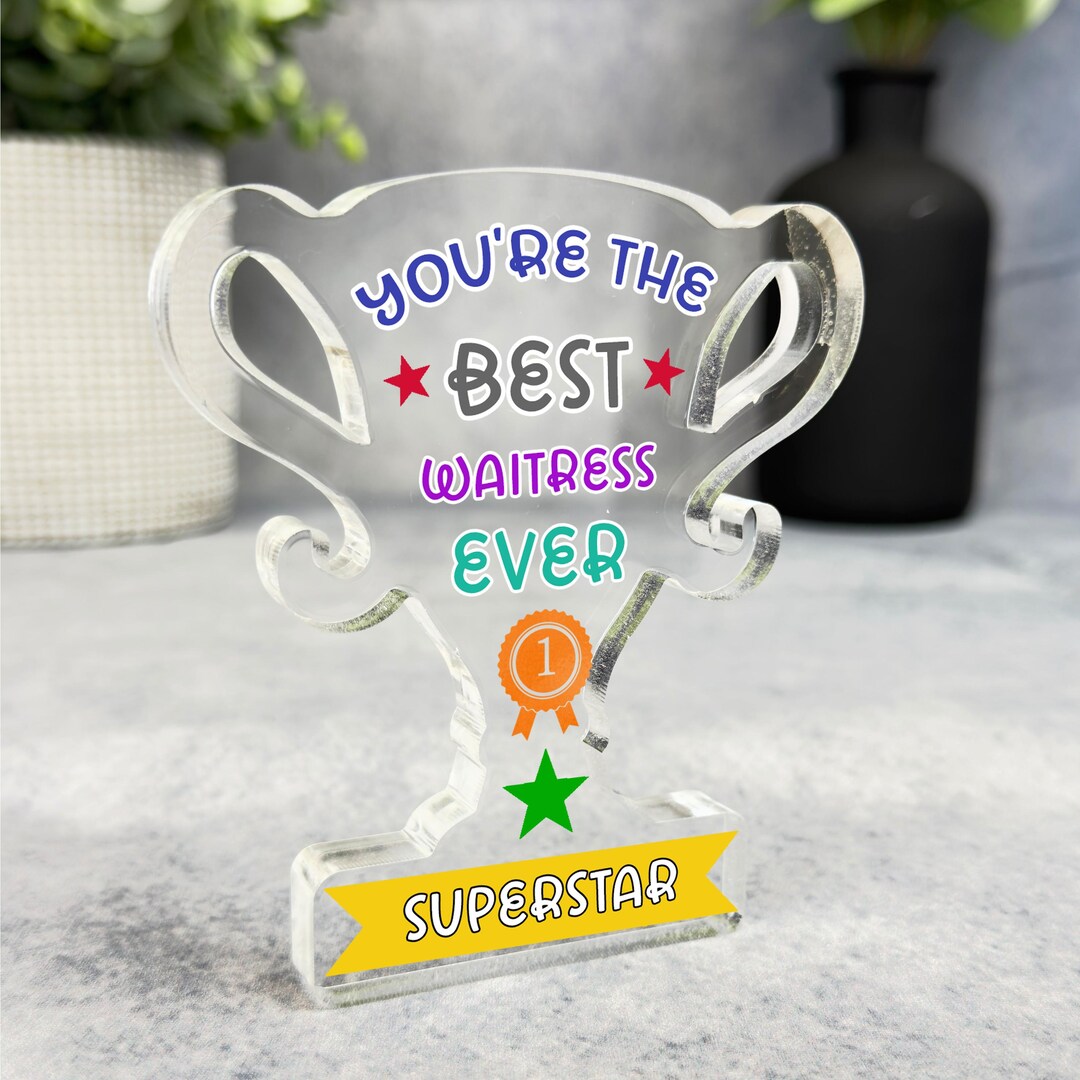 Gift for the Best Waitress Ever Award Trophy Keepsake Plaque Ornament ...