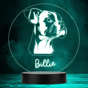 Boxer Dog Pet Silhouette Colour Changing Personalised Gift Lamp Night ...