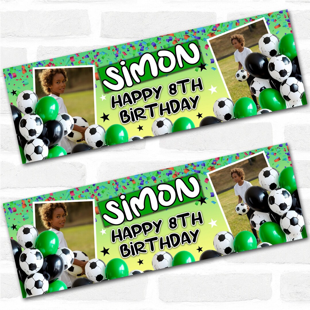 Personalised Party Banner for Kids Birthday Boys Football With Photo ...