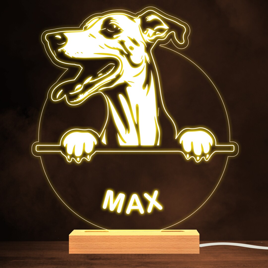 Whippet Dog Pet Silhouette Warm White Lamp Personalised Gift Night ...