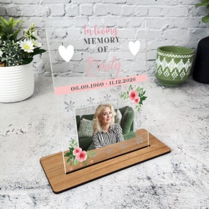 In Loving Memory Female Pink Flower Photo Keepsake Gift Personalised ...