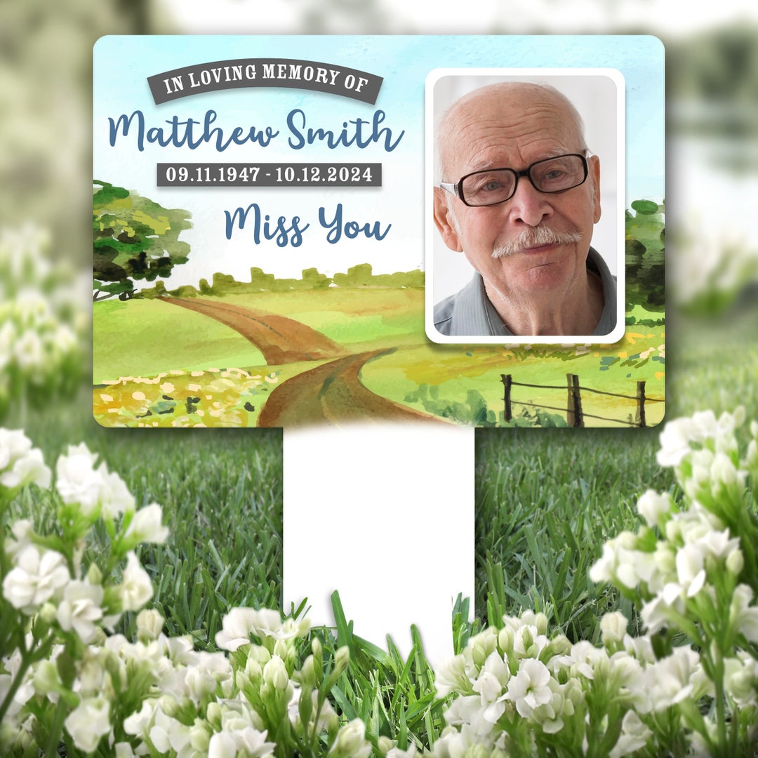In Loving Memory Nature Field Photo Remembrance Grave Plaque Memorial ...