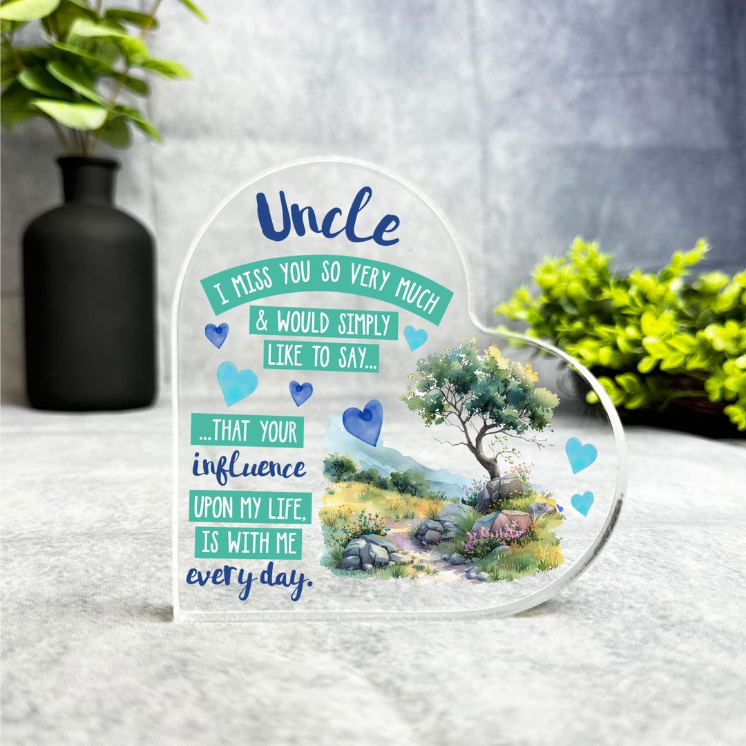 Uncle Memorial I Miss You Tree Nature Outdoor Gift Side Heart Keepsake ...