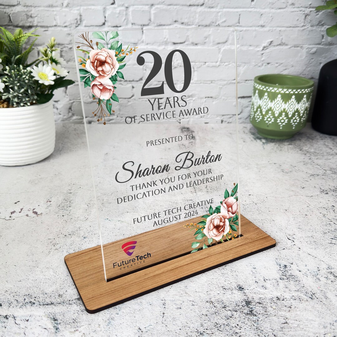 20 Years Service 20th Anniversary Black Font With Logo Gift for ...