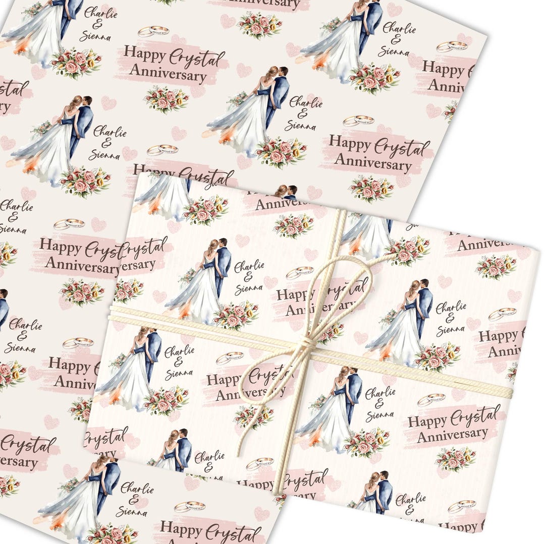 Personalised Wrapping Paper 15th Crystal Wedding Anniversary ...