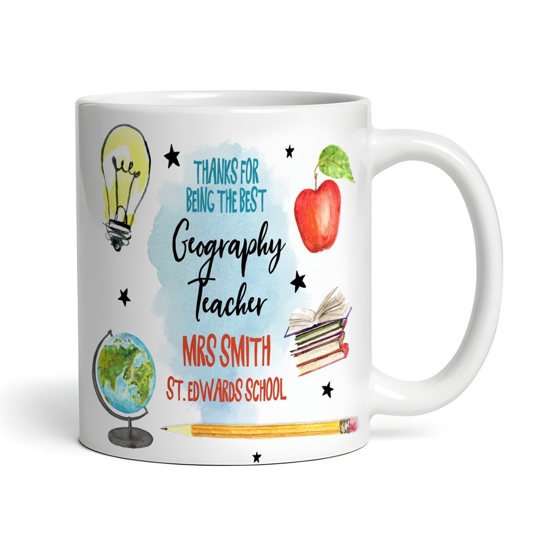 Geography Present Teacher Thank You School Coffee Tea Cup Personalised ...