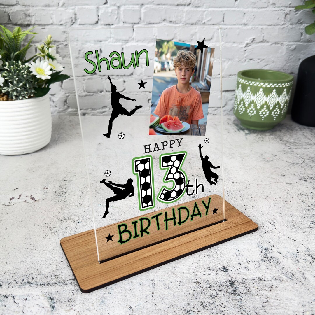 13th Birthday Gift Football Fan Photo Custom Personalised Gift Acrylic ...