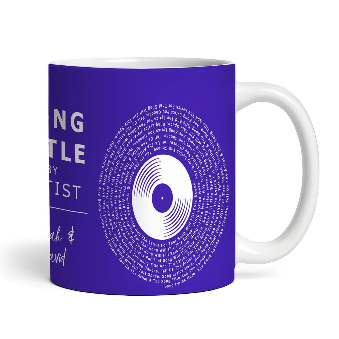 Blue Vinyl Record Any Song Lyrics Custom Music Present Coffee Tea ...