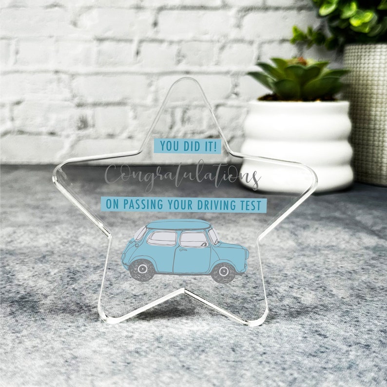 Congratulations Passing Driving Test Present Blue Car Star Plaque ...