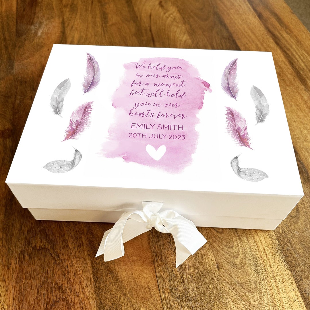 Baby Girl Loss Memorial Pink Feather Miscarriage Memory Keepsake Box - Etsy
