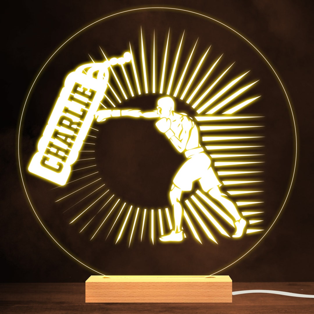 Boxing Punching Bag Boxer Silhouette Sports Fan Personalised White ...