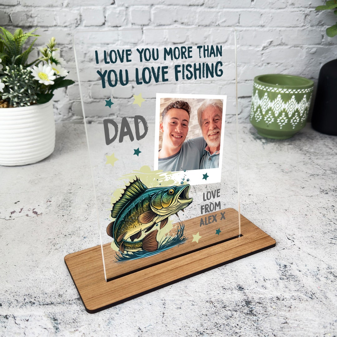 Fishing Gift for Dad Fishing Photo Fish Green Personalised Acrylic ...
