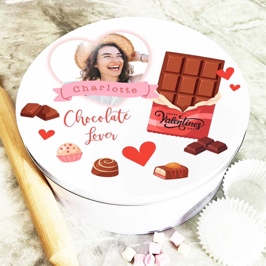 Round Chocolate Bar Heart Photo Valentine's Gift Personalised Sweet ...