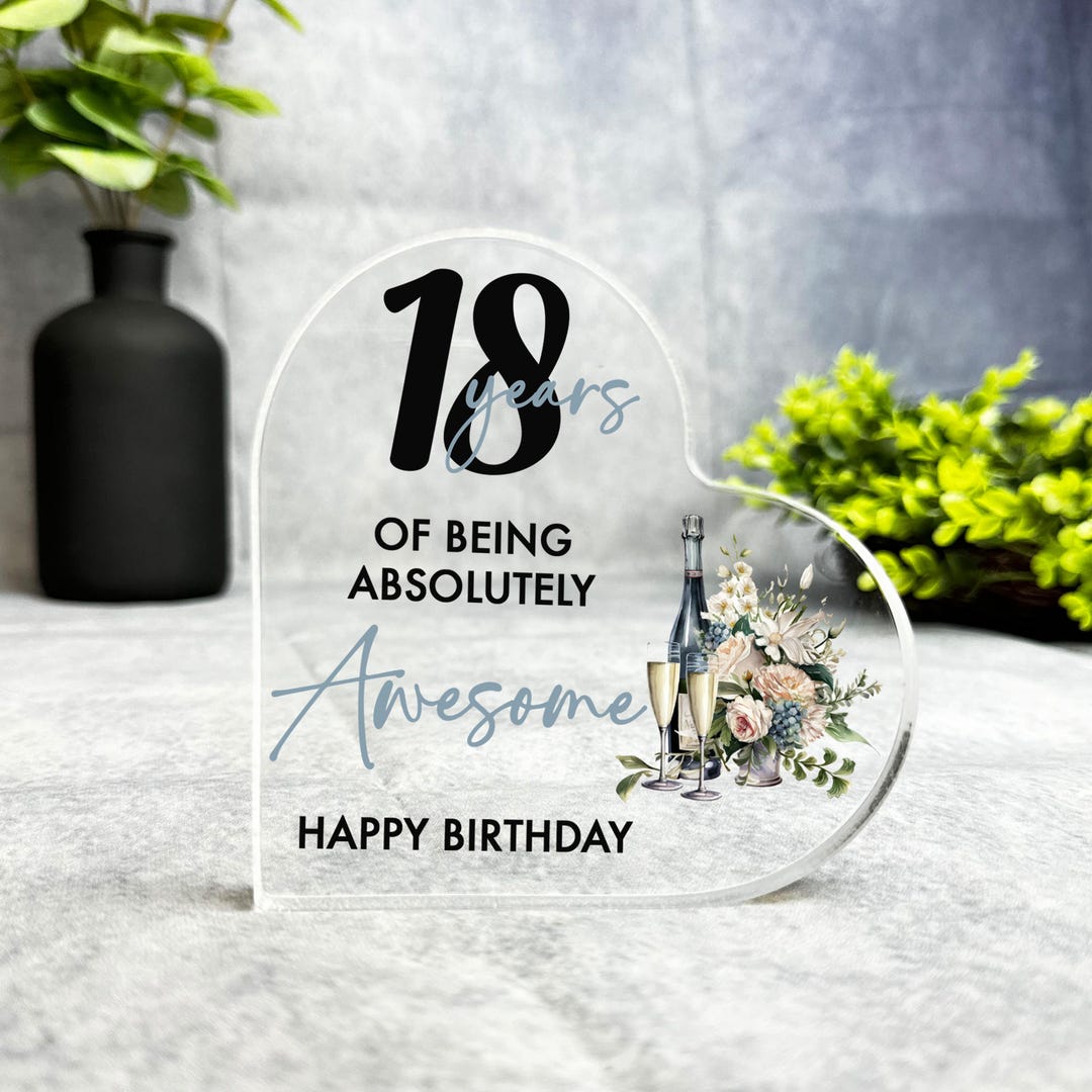 18th Gift for Birthday 18 Years of Being Awesome Keepsake Side Heart ...