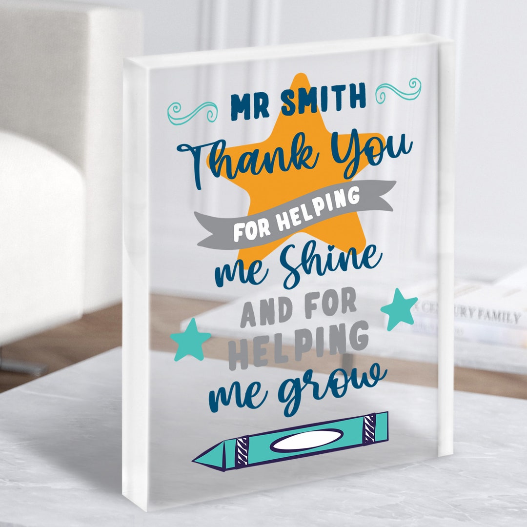 Thank You for Helping Me Shine Teacher Typographic Gift Acrylic Block ...