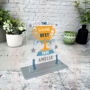 Worlds Best Employee Trophy Work Job Gift Employee Personalised Gift ...