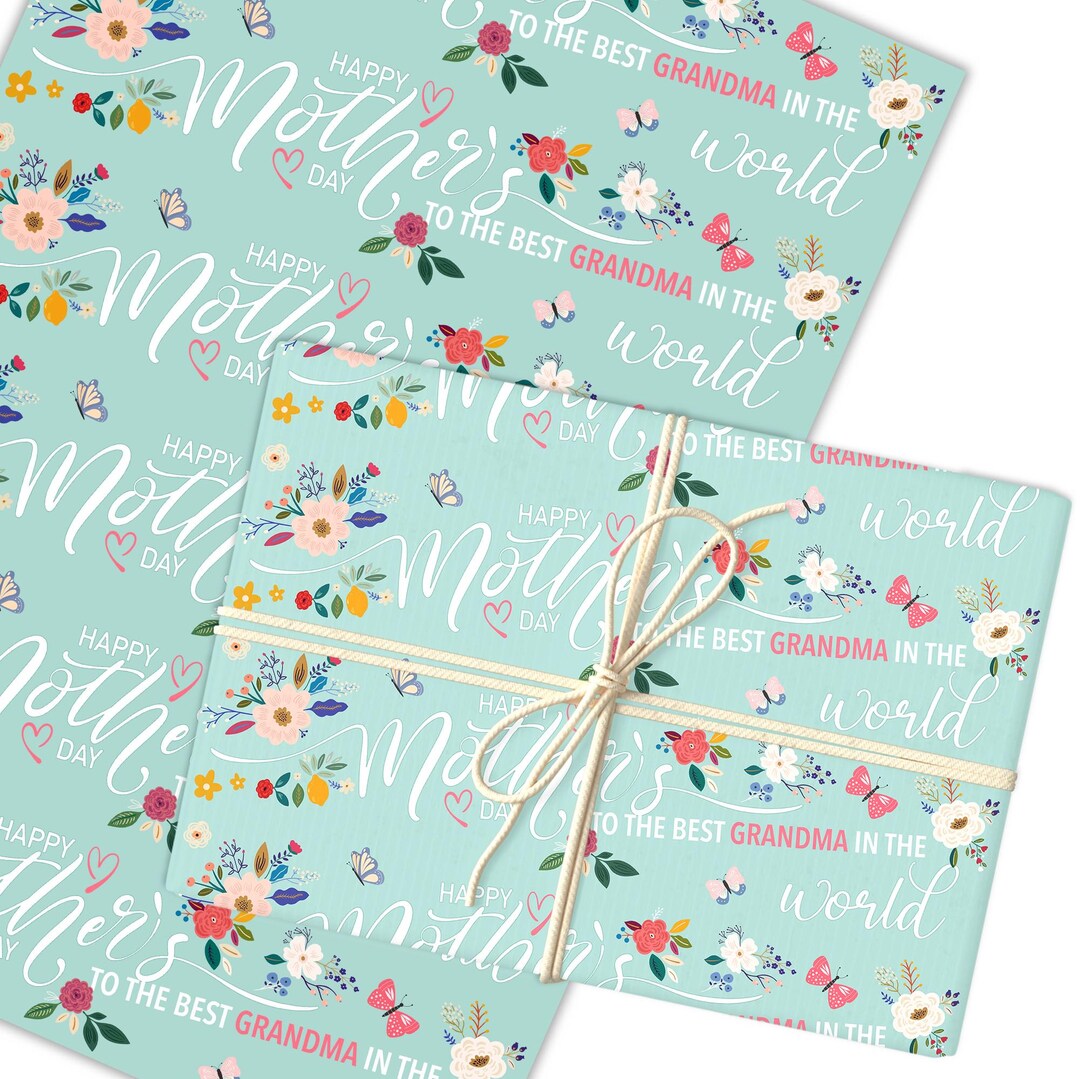 Personalised Wrapping Paper Mother's Day Grandma Mint Green Custom Gift ...