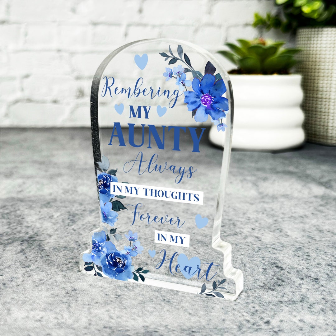 Aunty Female Blue Flower Gravestone Plaque Sympathy Gift Keepsake ...