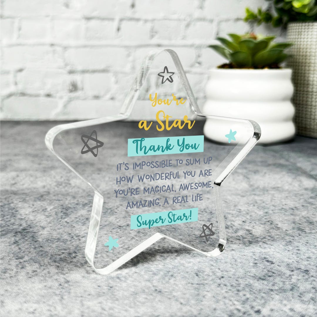 You're A Star Positive Thank You Gift Star Award Keepsake Plaque ...