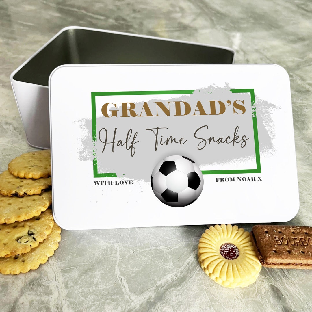 Granddad's Half Time Snacks Football Personalised Gift Biscuit Sweets ...