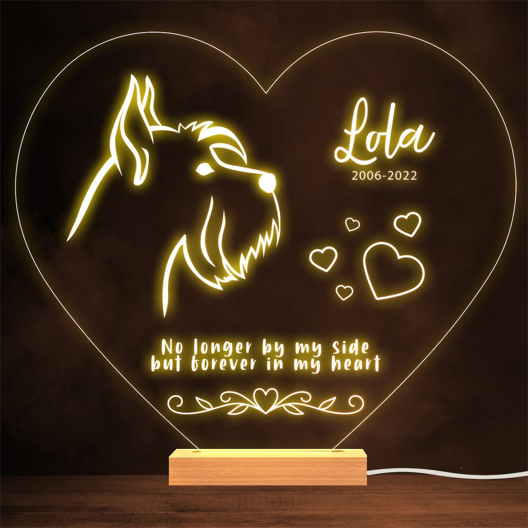 Giant Schnauzer Dog Memorial Pet Loss Personalised Gift Warm Lamp Night ...