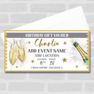 Any Event Bar Restaurant Gold Personalised Surprise Ticket Gift Voucher ...