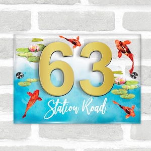 Koi Carp Fish Pond 3D Acrylic House Address Sign Door Number Plaque - Etsy