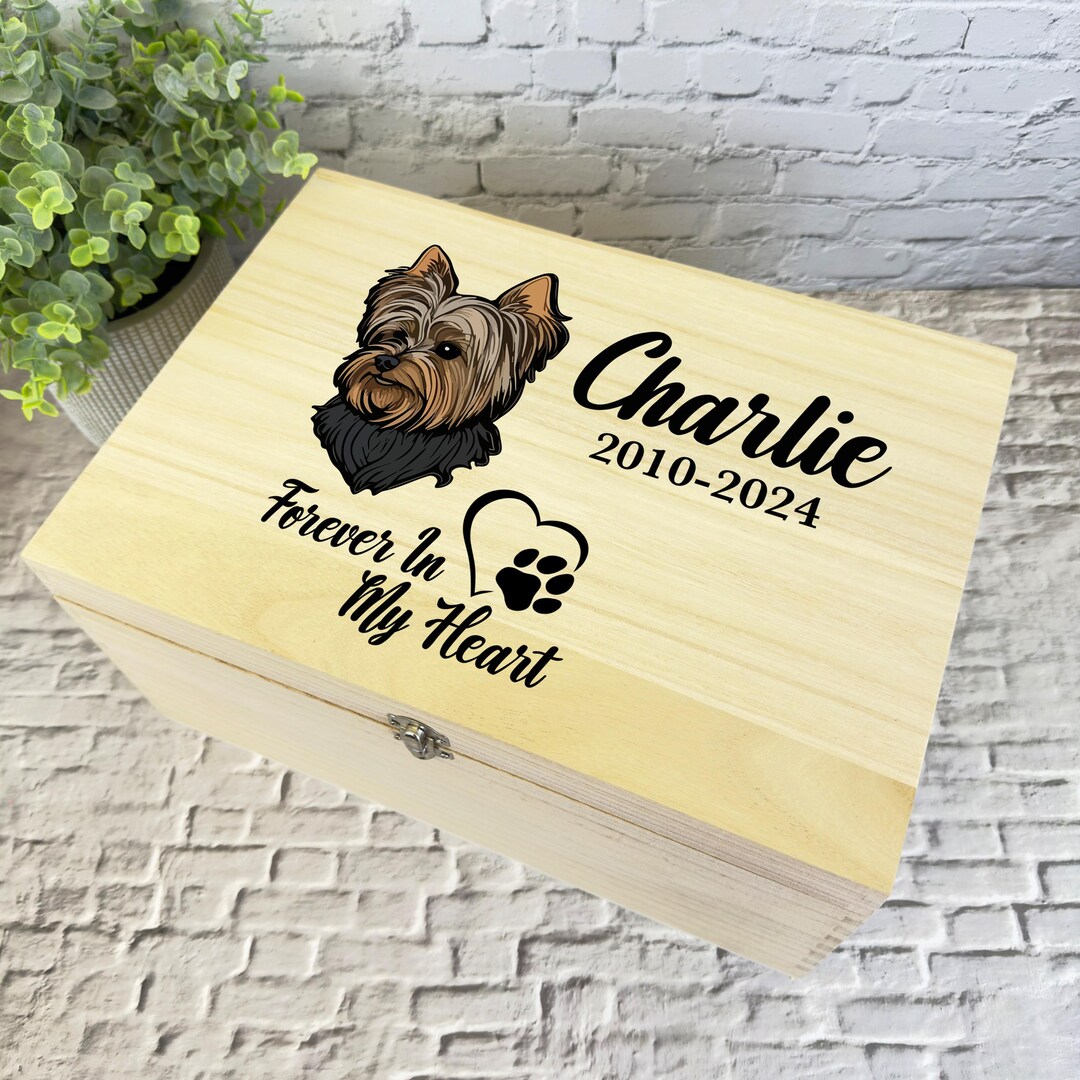 Yorkshire Terrier Paw Print Heart Pet Memorial Personalised Wooden ...
