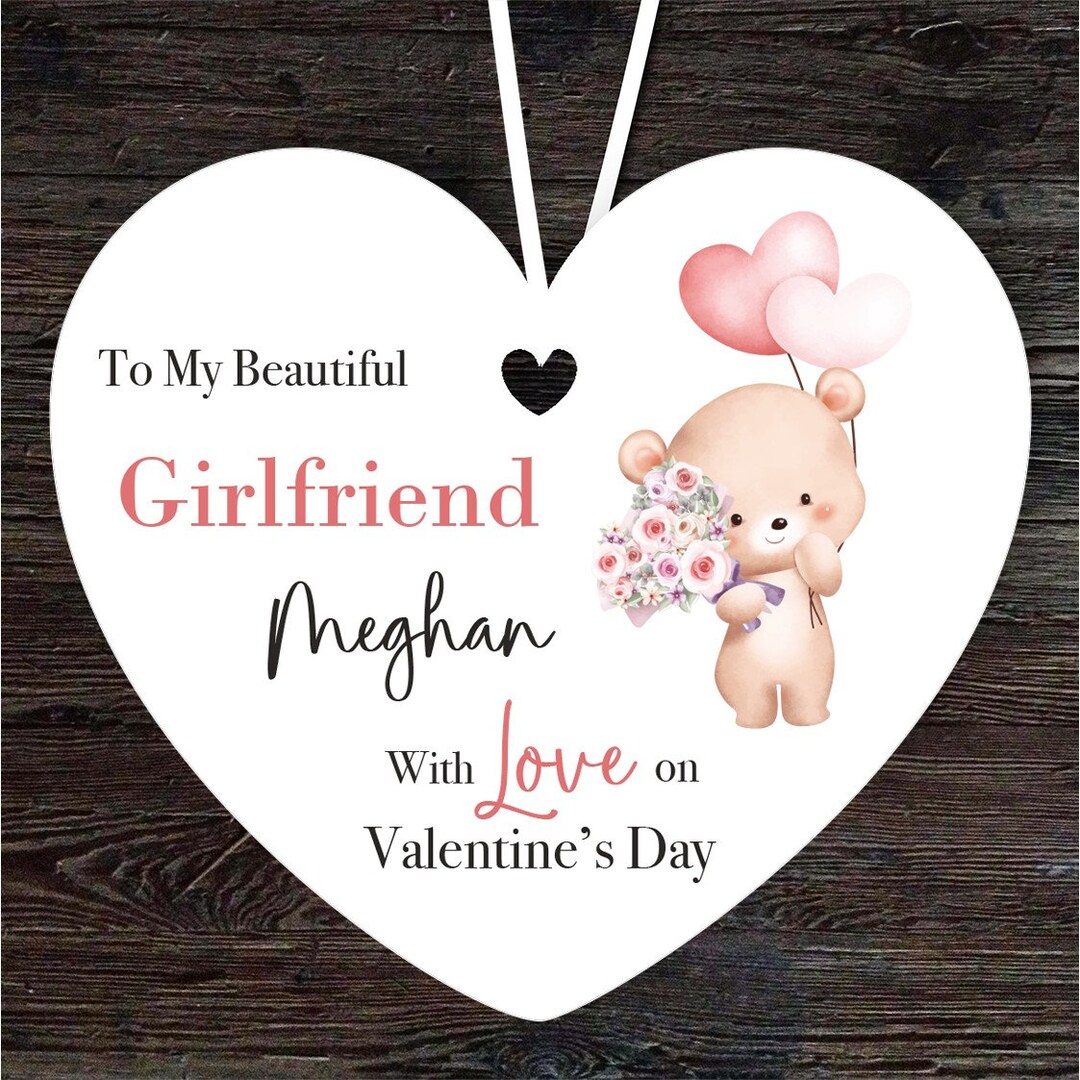 Girlfriend Teddy Bear Heart Balloon Valentine's Day Gift Heart Custom ...