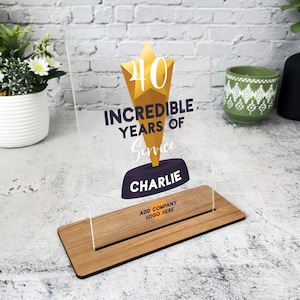 40 Years Service 40th Anniversary Job Trophy Medal Photo Gift Employee ...